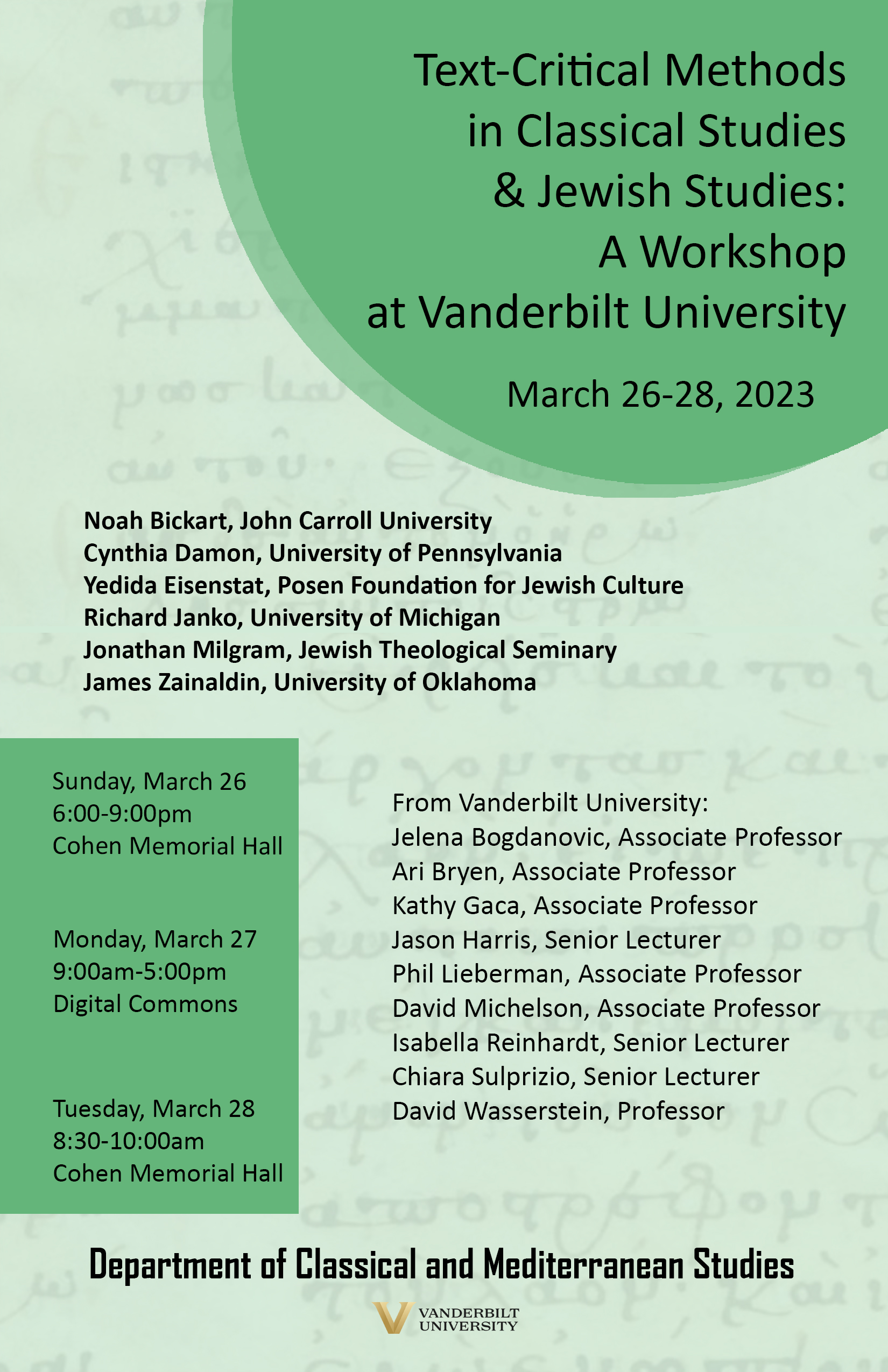 Workshop: Text-Critical Methods in Classical Studies & Jewish Studies | Department of Classical ...
